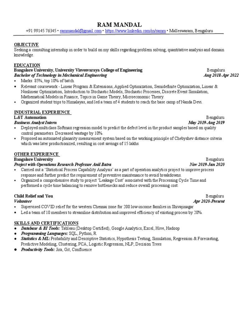 Job Resume | PDF | Statistics | Mathematical Optimization