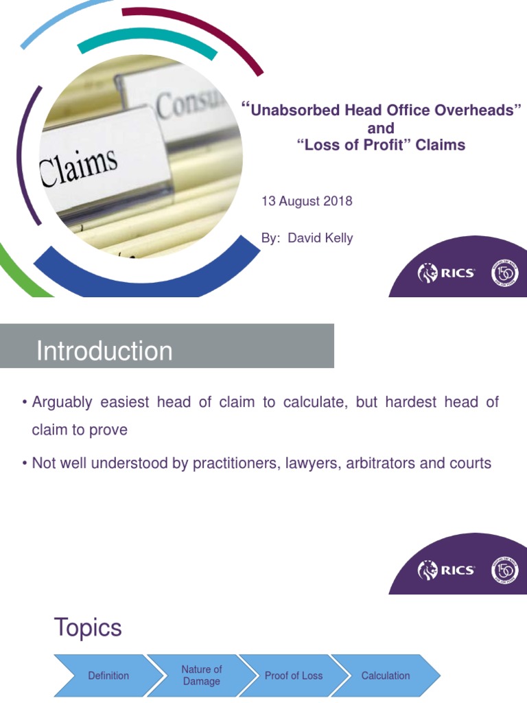 RICS - Unabsorbed HO OH and Loss of Profit | PDF | Damages | Employment