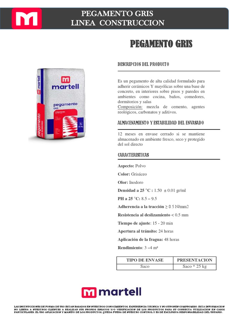 F.T. Pegamento Gris Martell | PDF