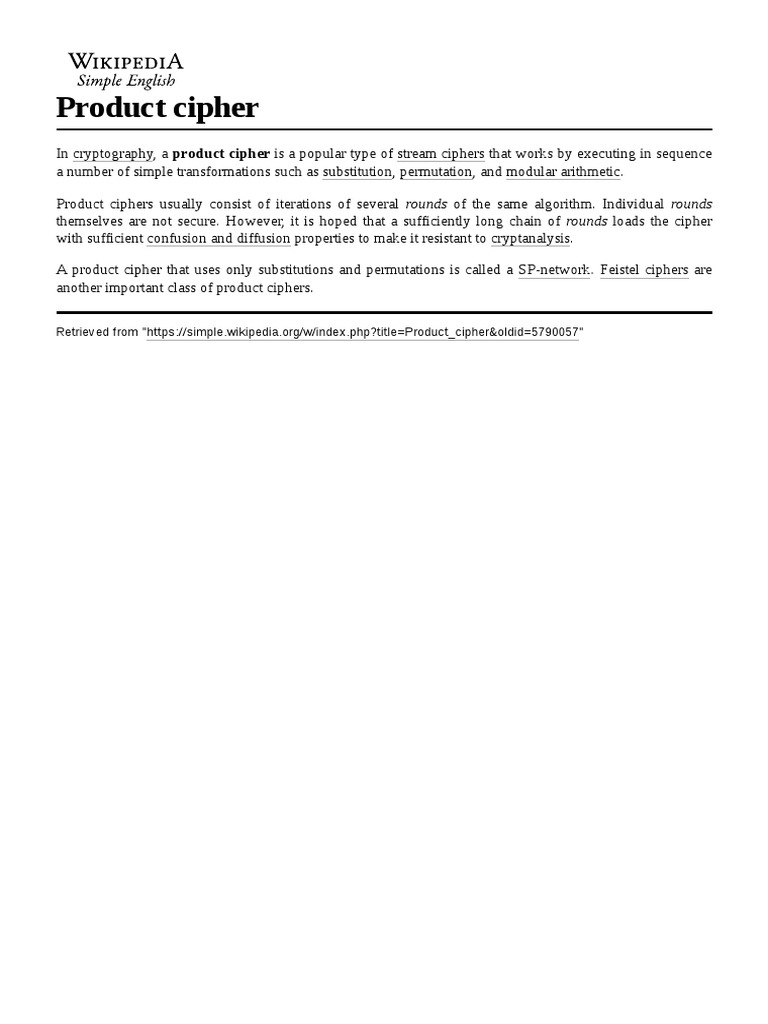 Product Cipher | PDF