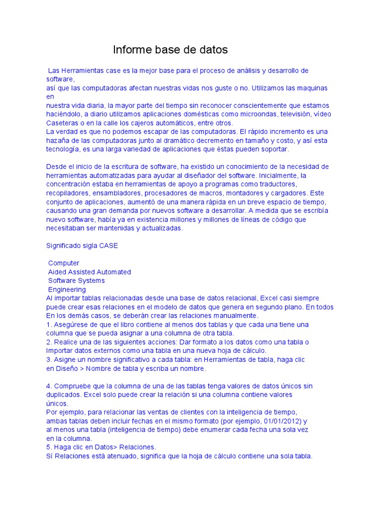 Informe Base de Datos | PDF | Bases de datos | SQL