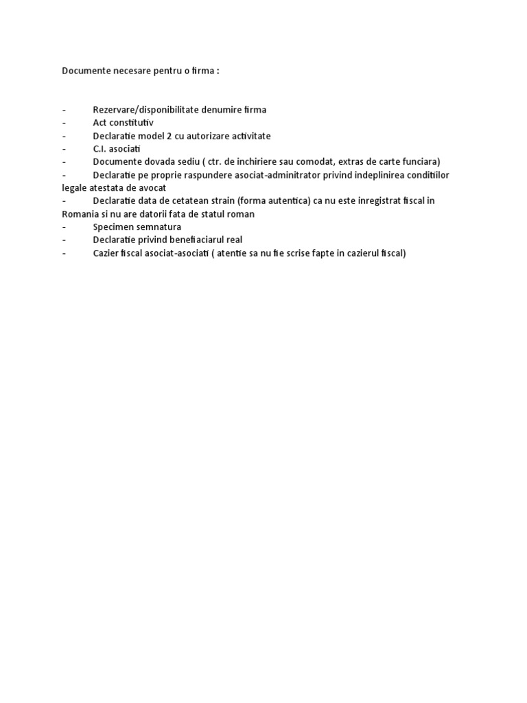 Acte Infiintare SRL | PDF