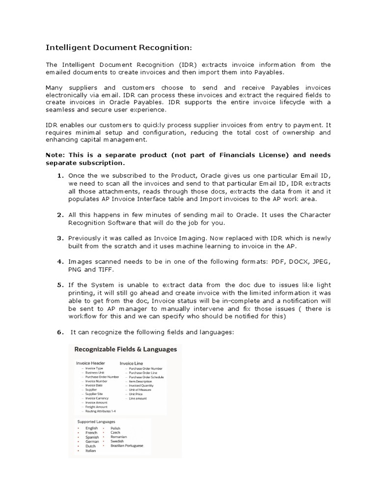 Intelligent Document Recognition | PDF | Accounts Payable | Information Technology Management