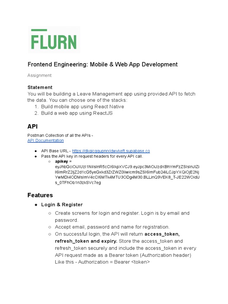 Flurn Web or Mobile App Development - Leave Management | PDF | World Wide Web | Internet & Web