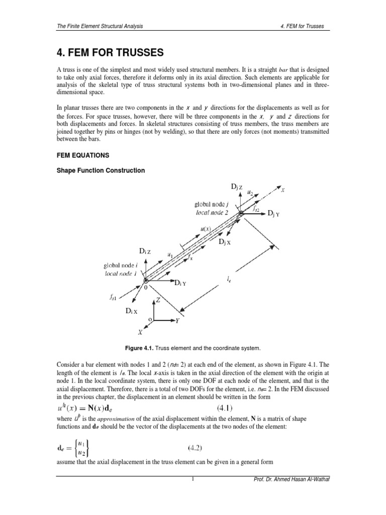FEM Analysis for Trusses Explained | PDF | Finite Element Method ...