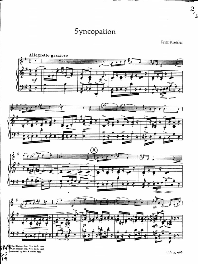 Fritz Kreisler - Syncopation | PDF