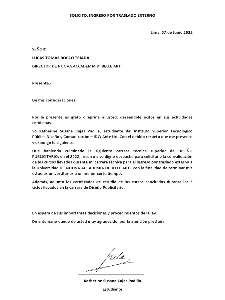 SOLICITUD DE CONVALIDACIÓN DE CURSO | PDF