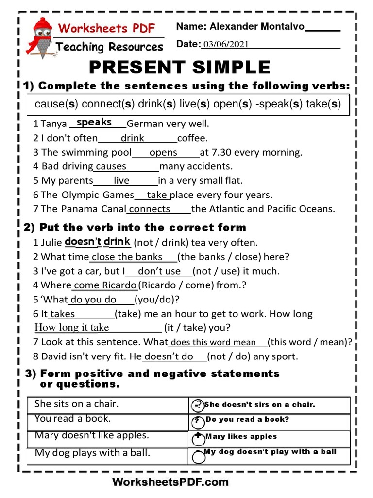 Present Simple in Pairs | PDF