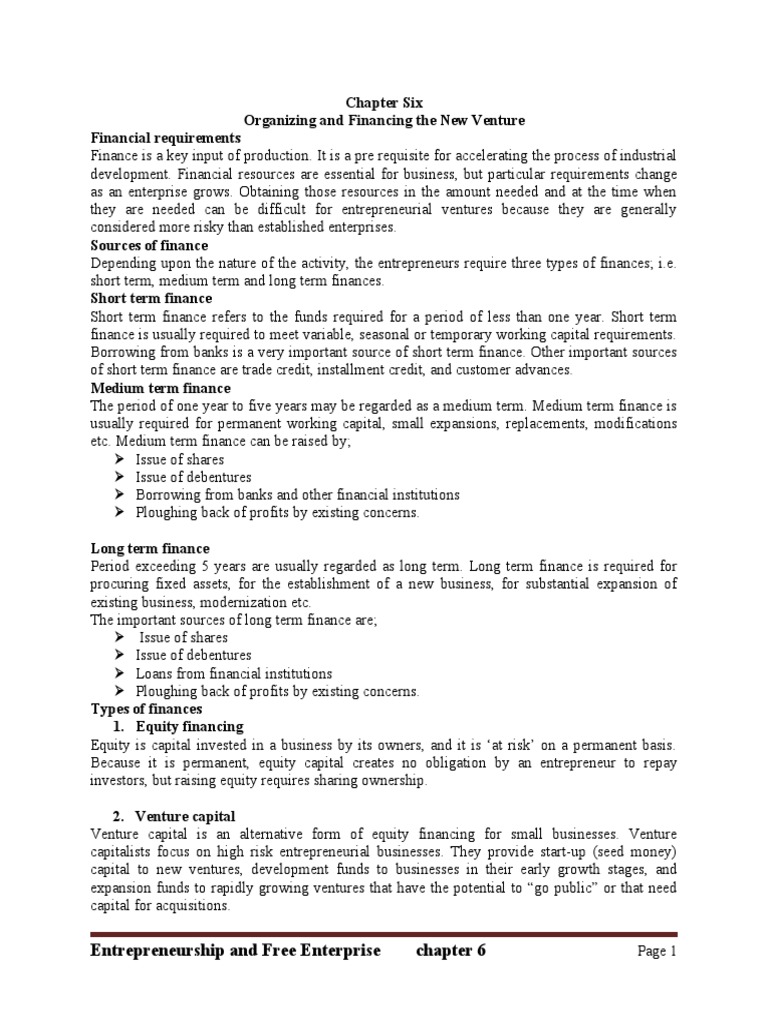 Chapter 6 | Download Free PDF | Loans | Venture Capital