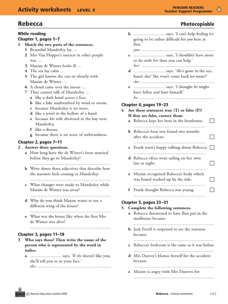 Rebecca - Worksheet Penguin | PDF