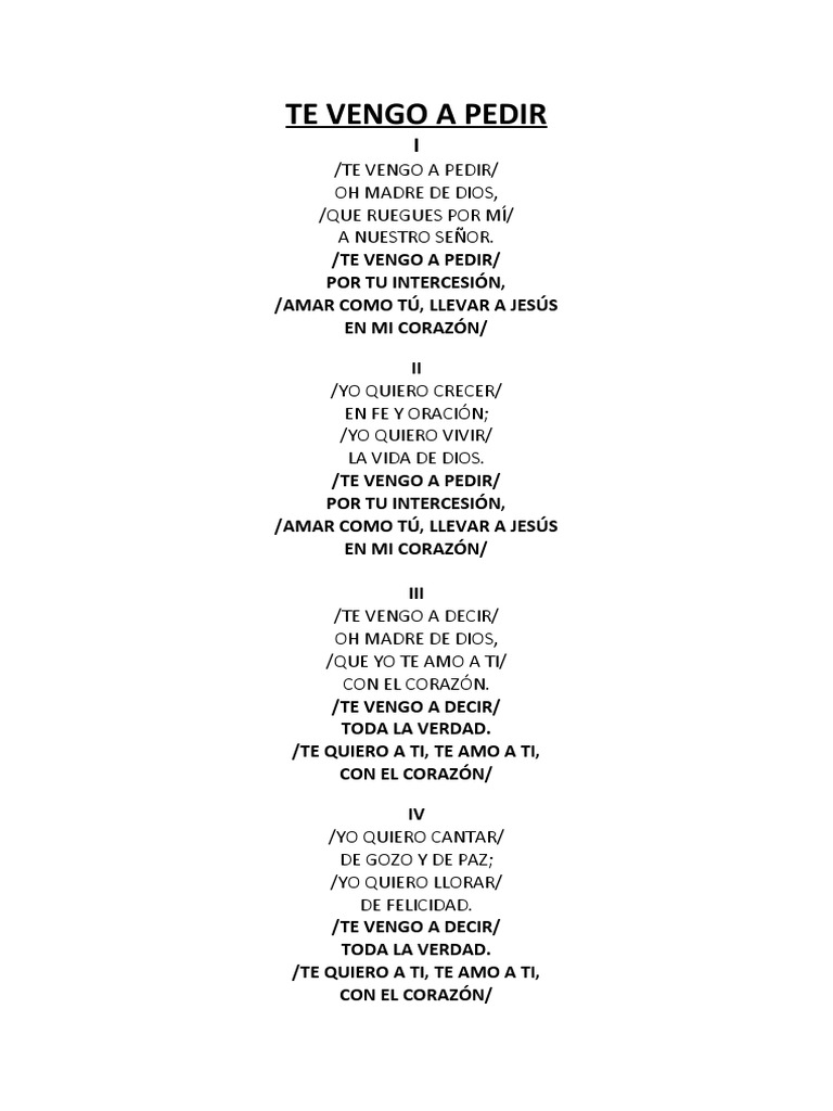 Te Vengo A Pedir | PDF