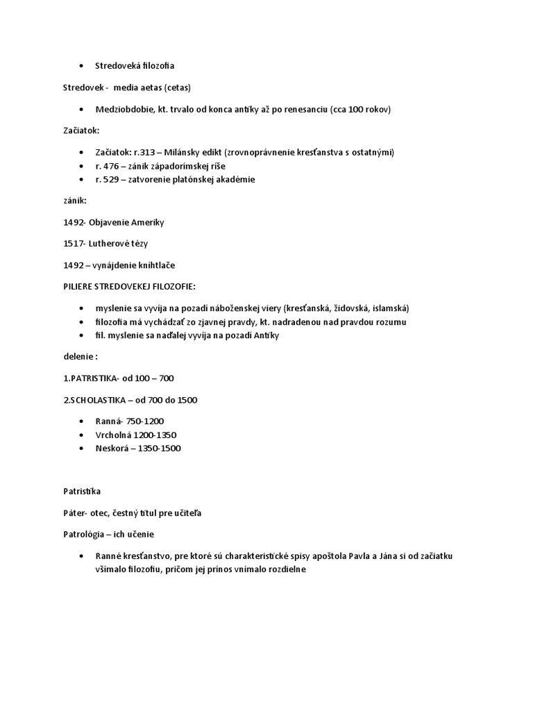 Stredoveká Filozofia | PDF