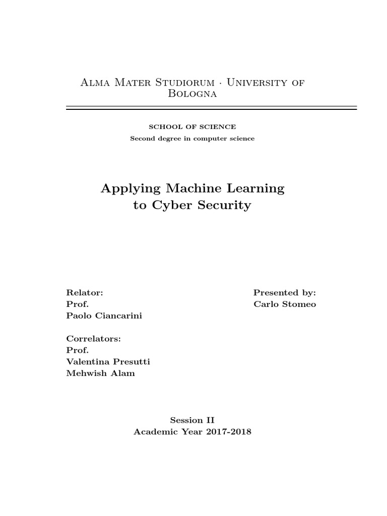 Applying Machine Learning To Cyber Security | PDF | Machine Learning | Bayesian Network