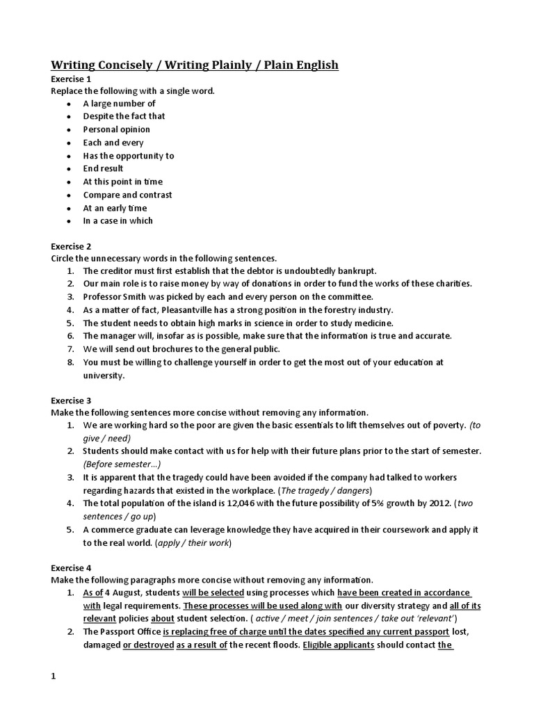 Concise Writing Exercises | PDF | Artichoke