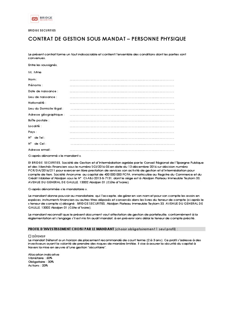 Contrat de Gestion Sous Mandat - Personne Physique - Version Finale ...