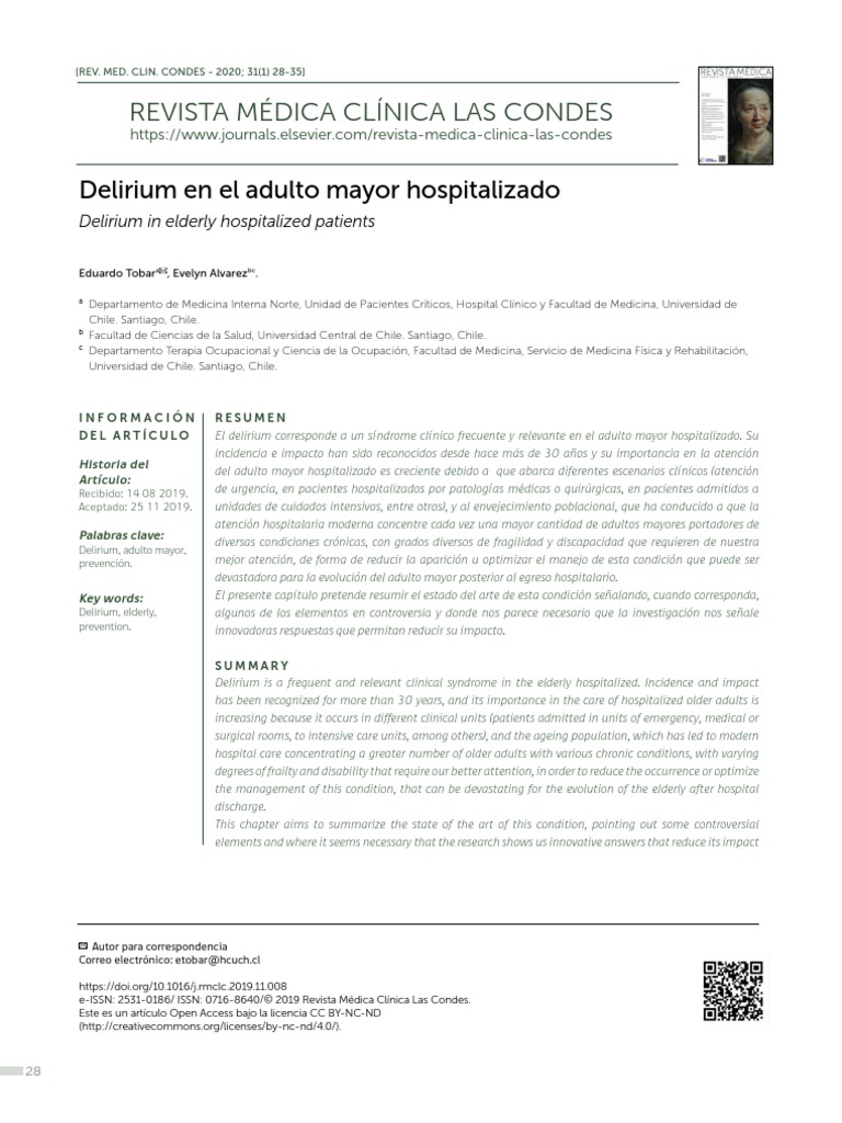 Delirium en El Adulto Mayor Hospitalizado | PDF