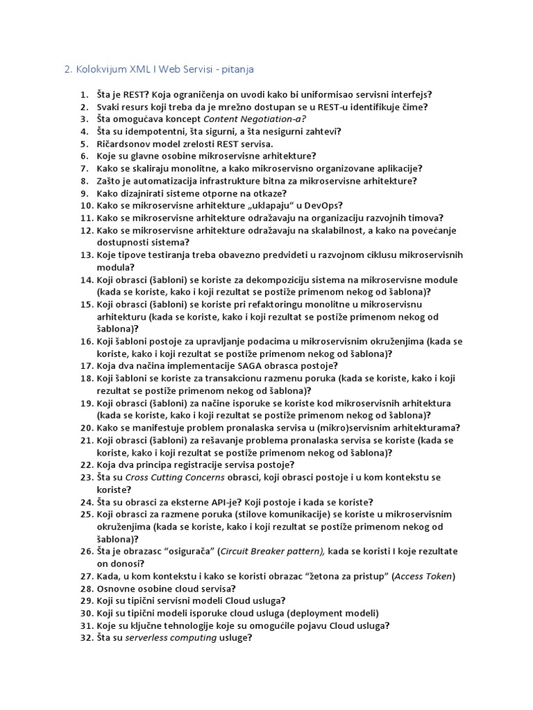 Kolokvijum 2 Pitanja | PDF
