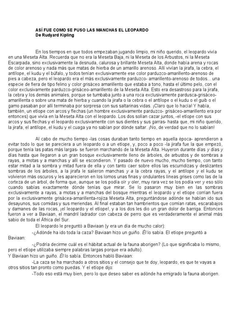 Así Fue Como Se Puso Las Manchas El Leopardo | PDF | Leopardo | Cebra