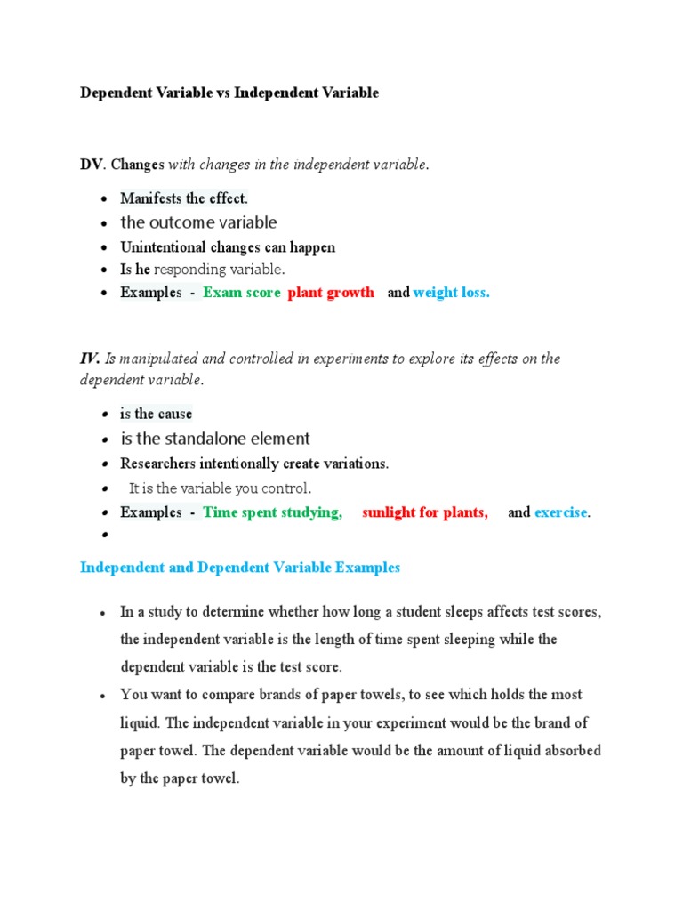 Dependent Variable Vs Independent Variable | PDF