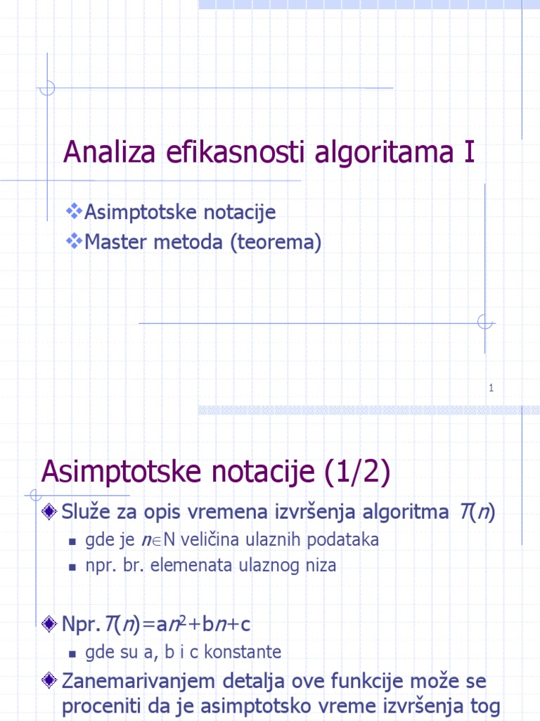 P1.1 Analiza Efikasnosti Algoritama 1 - 0 | PDF