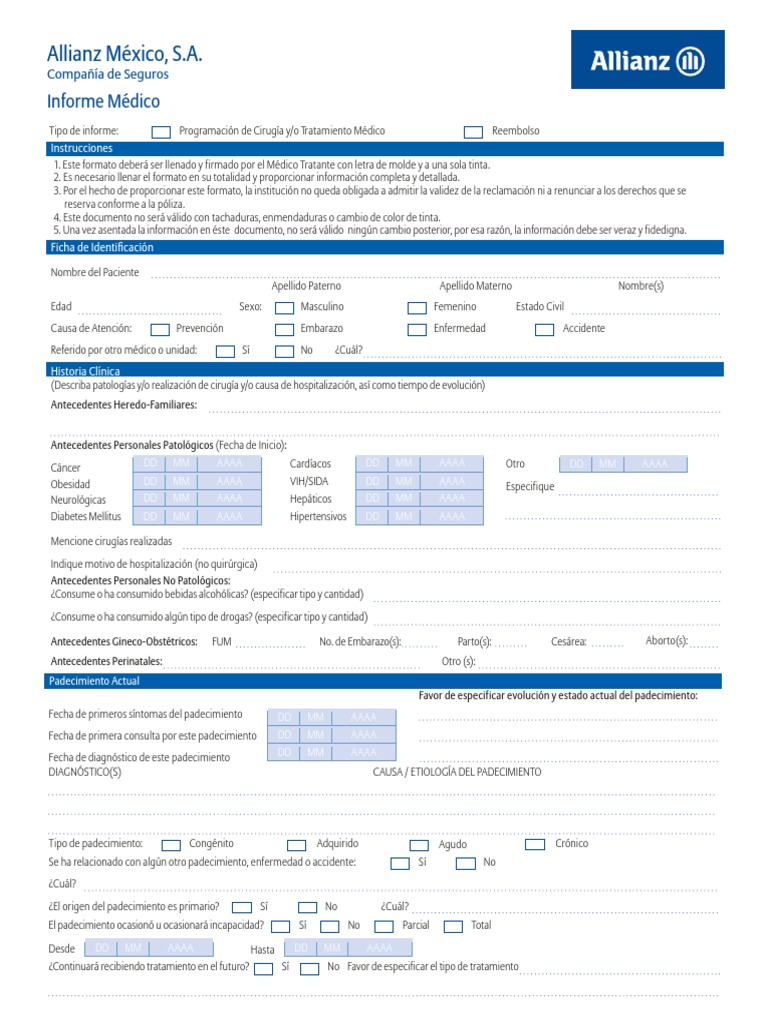 Informe Medico Allianz | PDF | Hospital | Cirugía