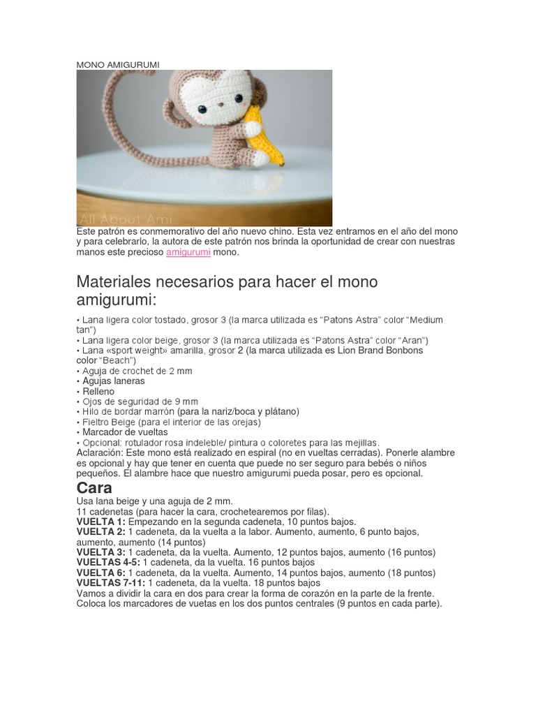Mono Amigurumi | PDF | Amigurumi | Textiles