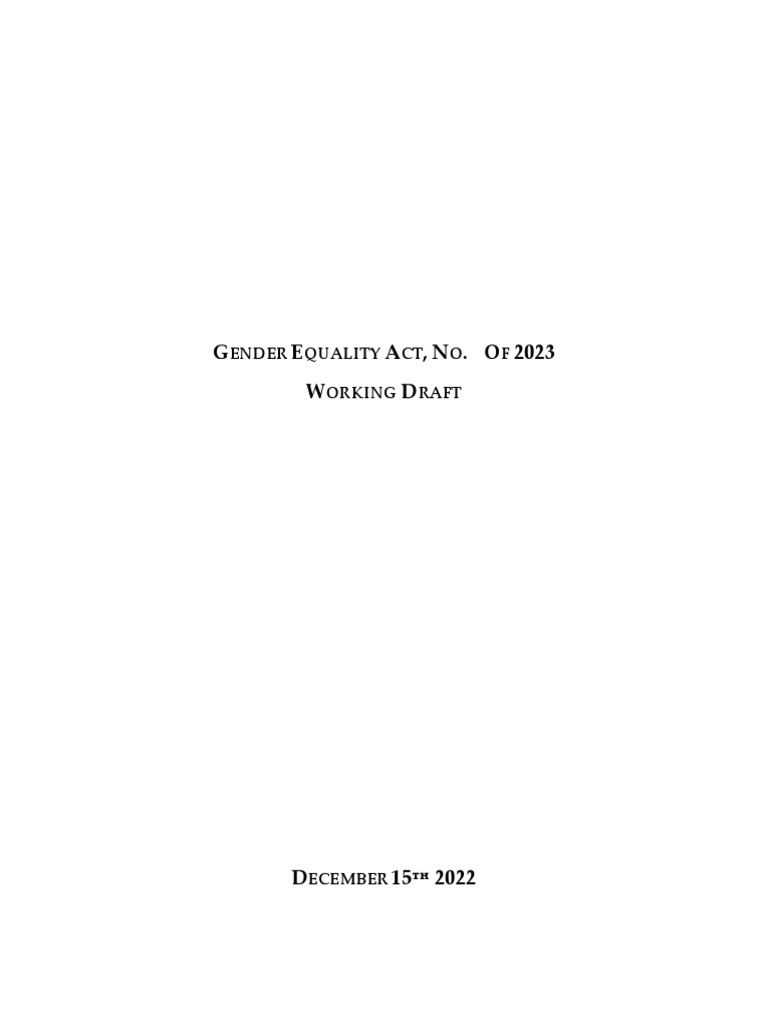 Gender Equality Act Working Draft Summary | PDF | Gender Studies ...