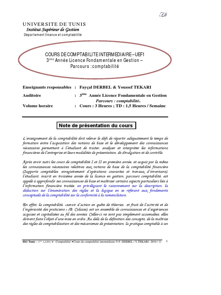 Cours Compta Intermédiaire | PDF | Normes internationales d'information financière | Les sociétés
