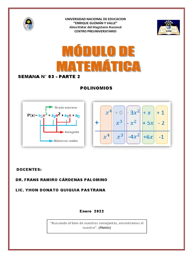 Teoría Y Operaciones Con Polinomios Pdf