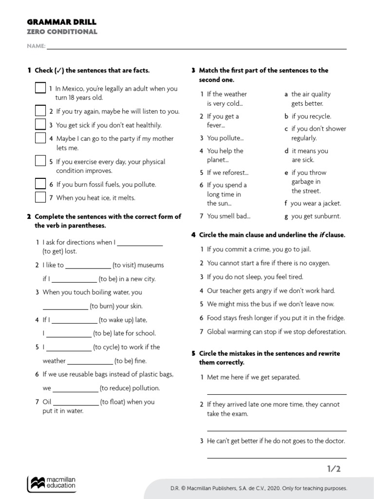 Grammar Drill 16 Zero Conditional | PDF | Natural Environment | Nature