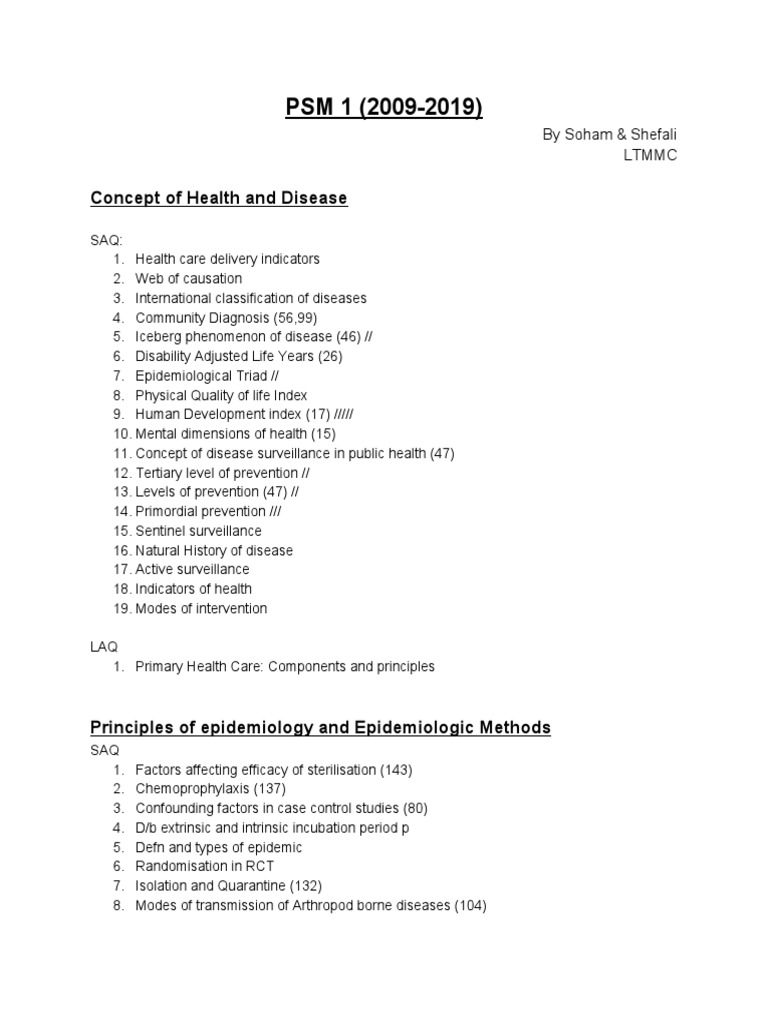 PSM 1 | PDF | Preventive Healthcare | Epidemiology