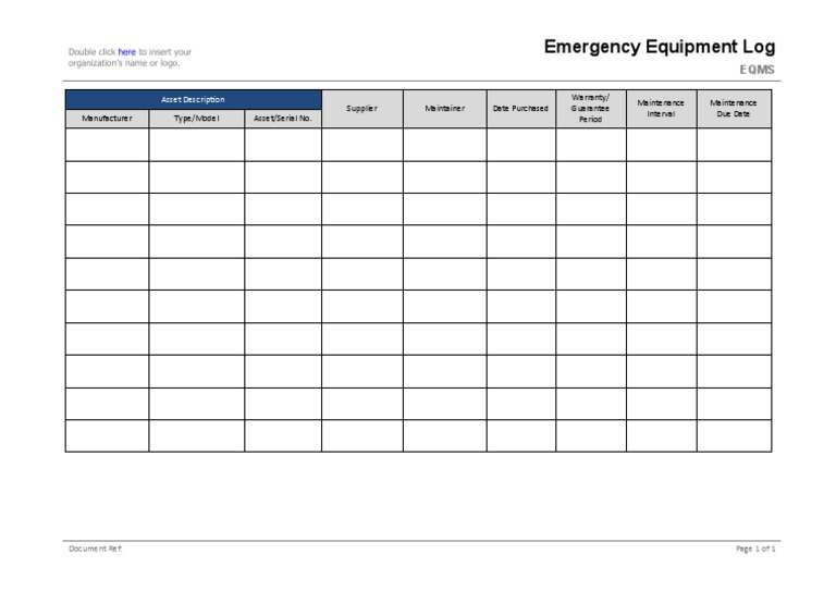 38 Emergency Equipment Log | PDF