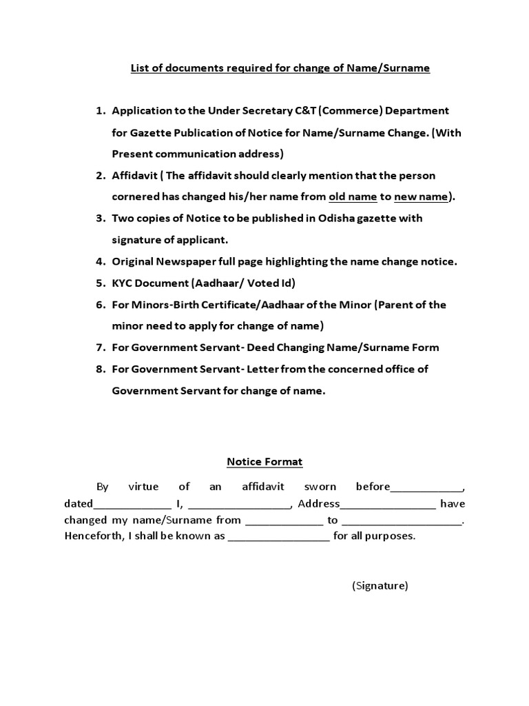 Name Change Documentation Guide | PDF | Justice | Crime & Violence