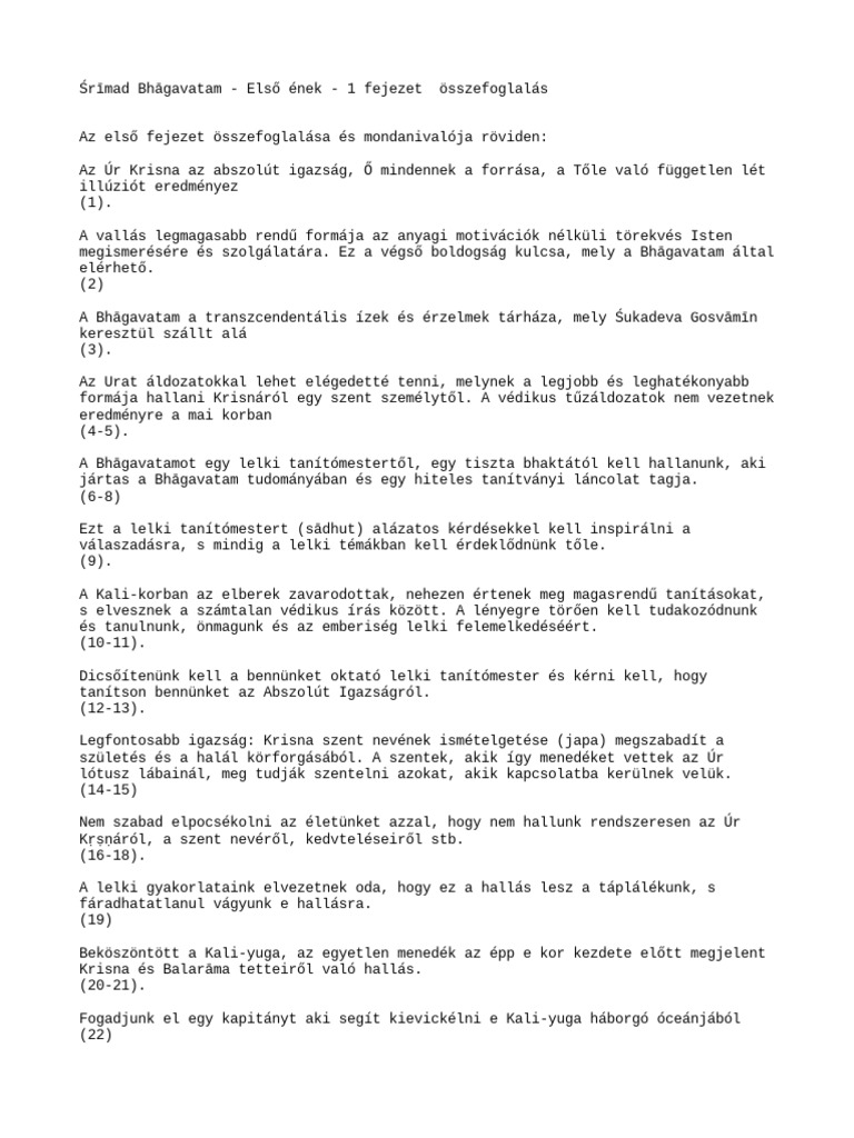 Srimad Bhagavatam 1 Ének 1 Fejezet | PDF