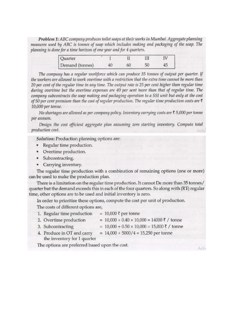 Aggregate Planning 1 | PDF