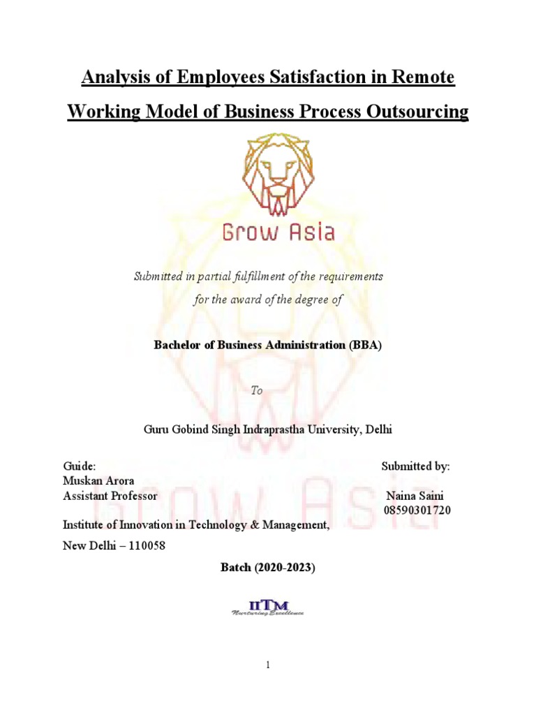 Internship Report Final PDF | PDF | Outsourcing | Survey Methodology