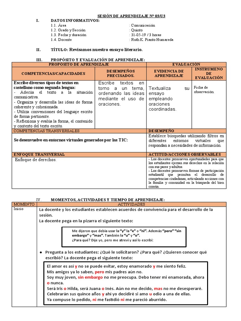 COM5 - U3 - SE04 La Oración Compuesta | PDF | Oración (Lingüística) | Semántica