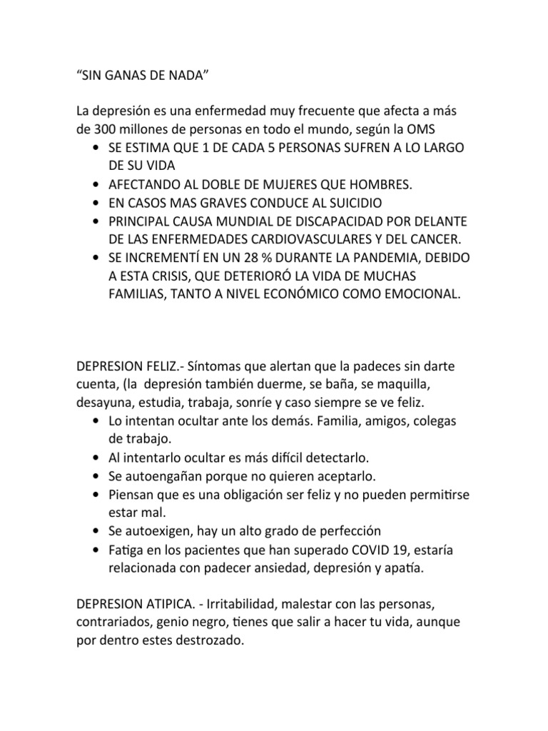Sin Ganas de Nada | PDF | Depresión (estado de ánimo) | Causas de la muerte