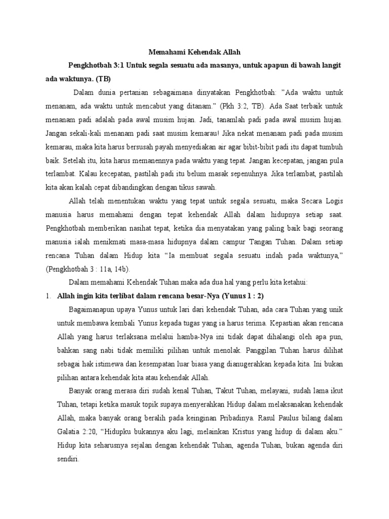 Memahami Kehendak Allah | PDF