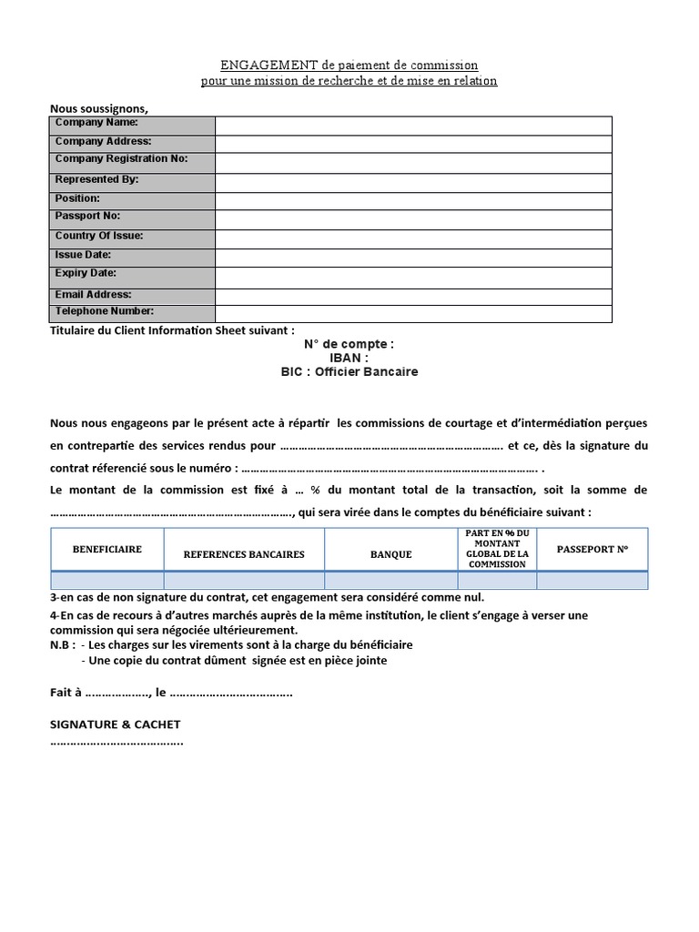 Contrat de Commission Vierge | PDF