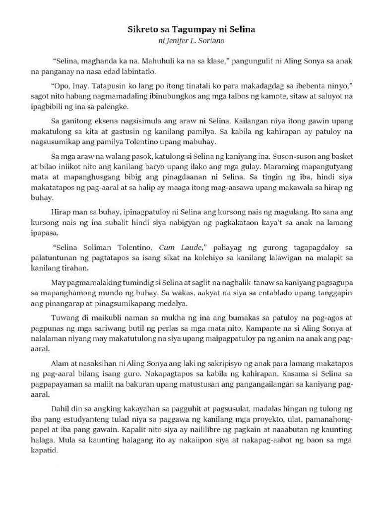 Sikreto NG Tagumpay Ni Selina | PDF