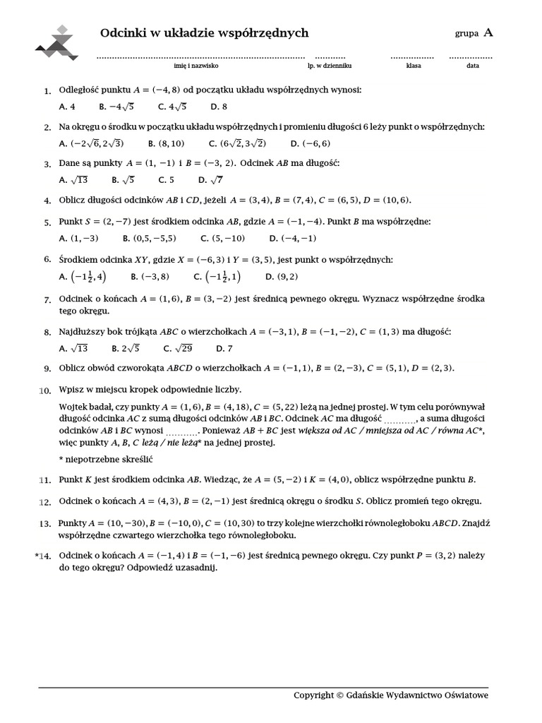 6.odcinki W Układzie Współrzędnych | PDF