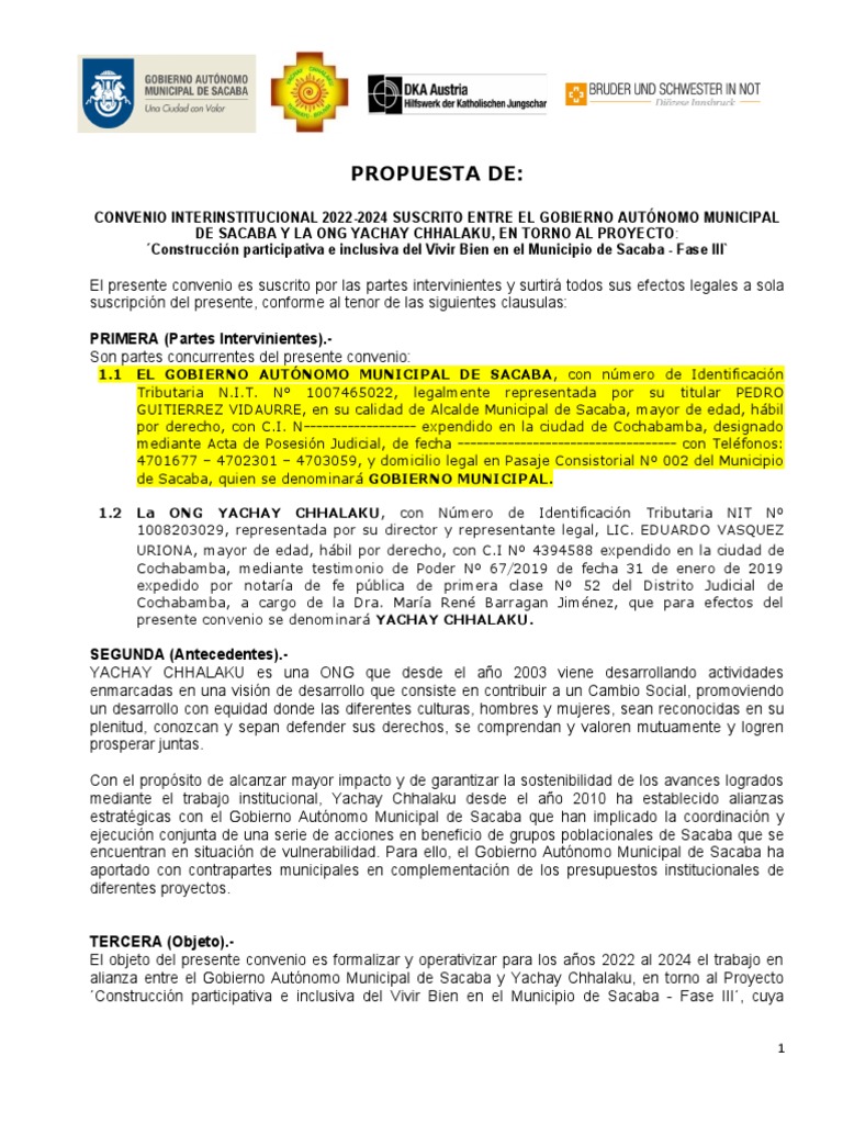 Convenio VB GAMS FASEIII Final | PDF | Presupuesto | Bolivia