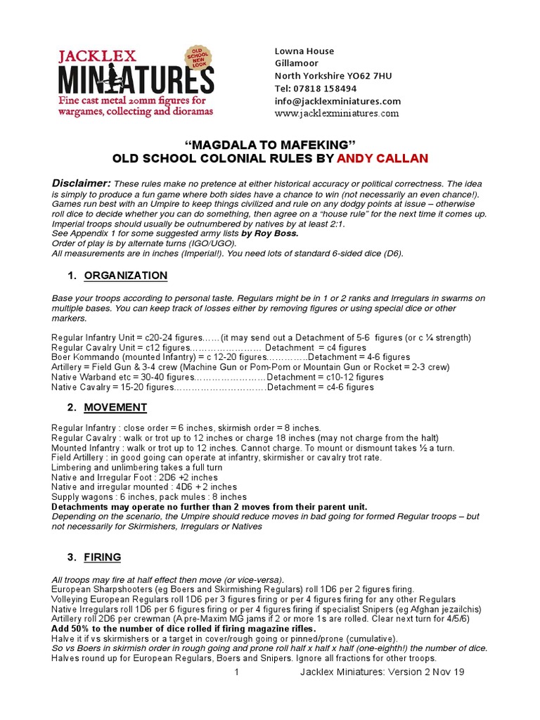 Colonial Combat Rules | PDF | Cavalry | Artillery