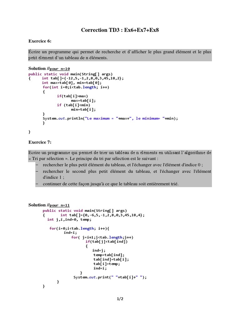 Correction TD1 Ex6-7-8 | PDF