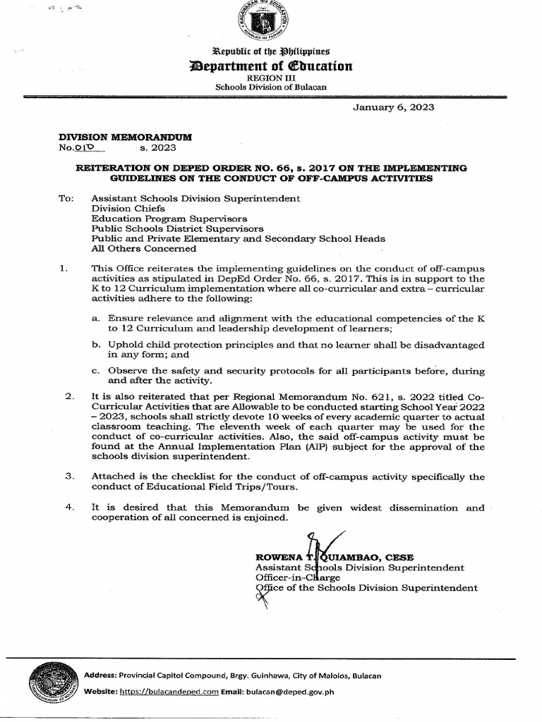 Div Memo No. 010 S. 2023 | PDF