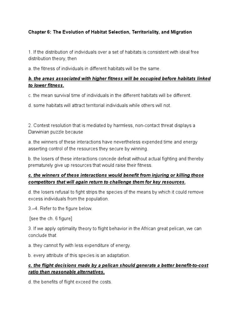 Chapter 6 - The Evolution of Habitat Selection, Territoriality, and Migration | PDF