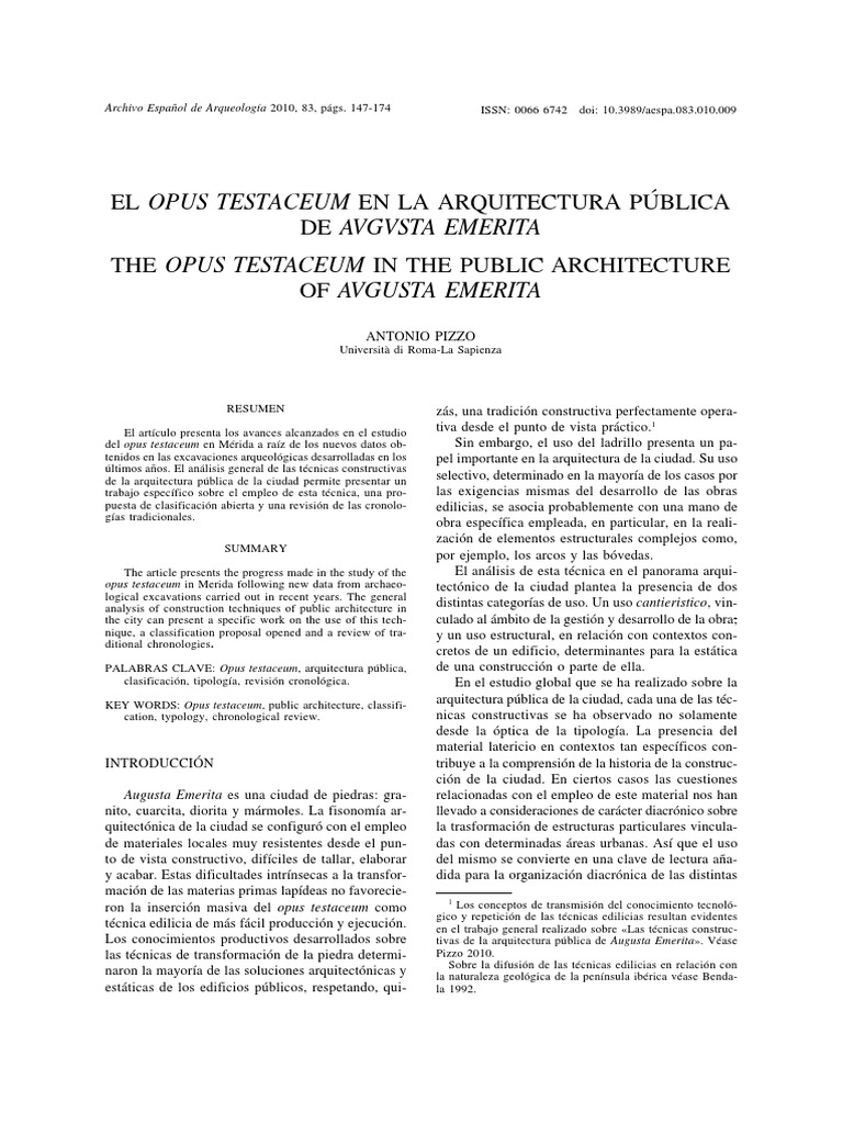 Opus Testaceum | PDF | Bóveda (Arquitectura) | Ladrillo