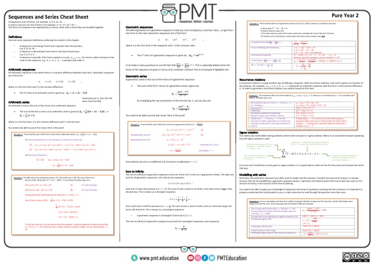 Sequences and Series | PDF | Logarithm | Recurrence Relation