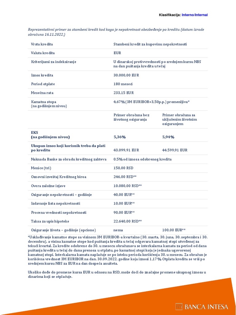 Reprezentativni Primer Do 180 Meseci - Varijabilna Ks | PDF